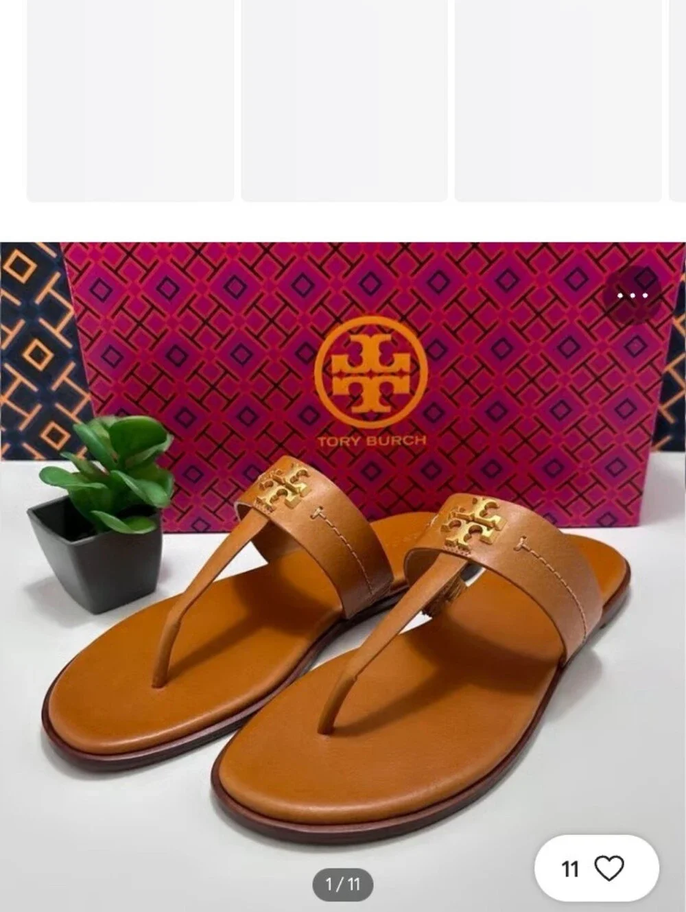 Tory Burch | Shoes | Tory Burch Tan Leather Logo Thong Sandals | Poshmark